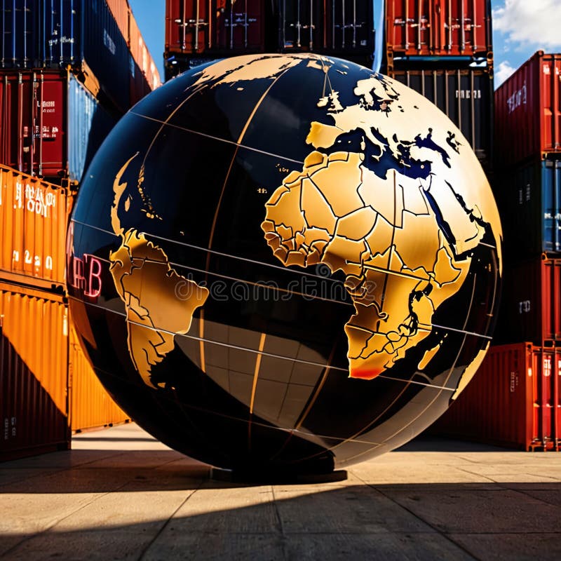 Global International Logistics and Delivery, Shown by Globe Surrounded ...