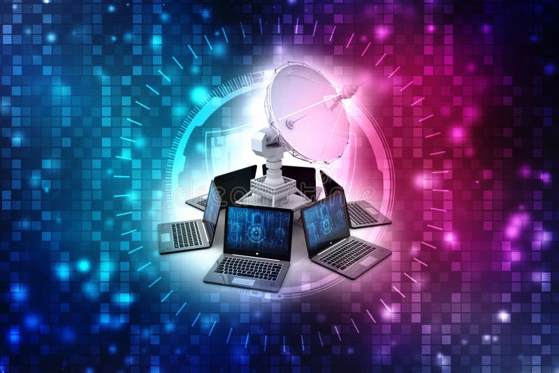 Global Internet Communication Concept,Computer Connected To Server. 3d Rendering Stock ...