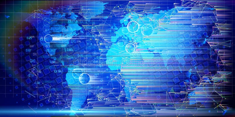 Global Internet Communication Concept. Technology World Map. Abstract ...