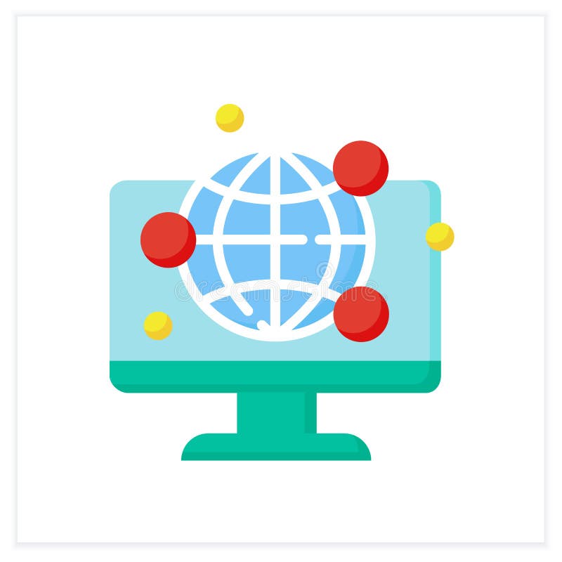 Global Internet Community Flat Icon Stock Vector - Illustration of ...