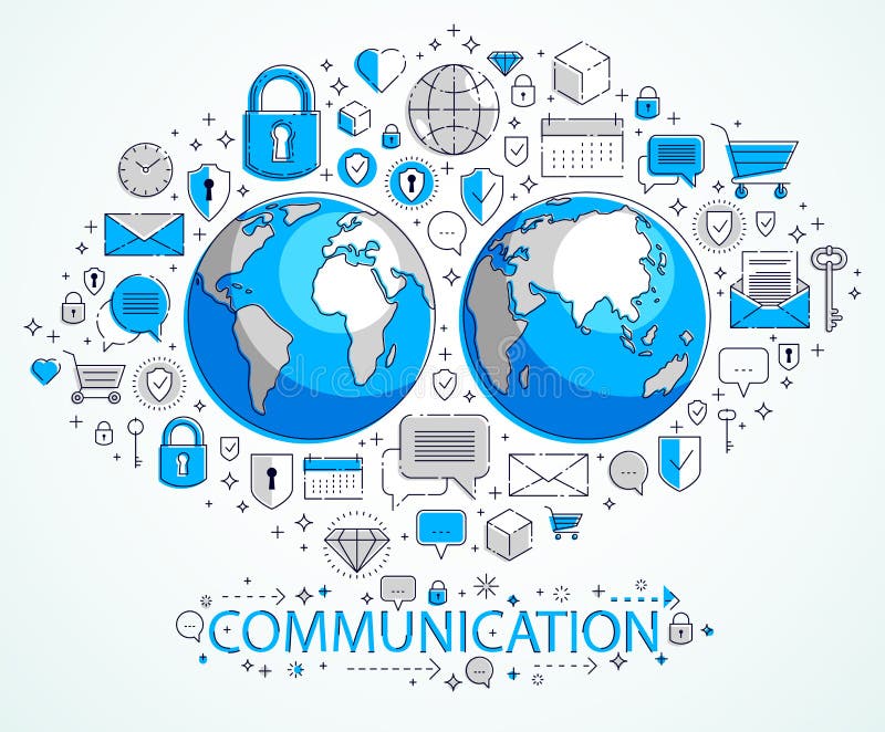 Global Internet Connection Concept, Planet Earth with Different Icons ...