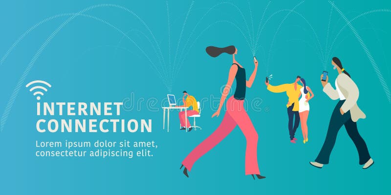 Global Internet Connection and Modern People Vector Concept Flat ...
