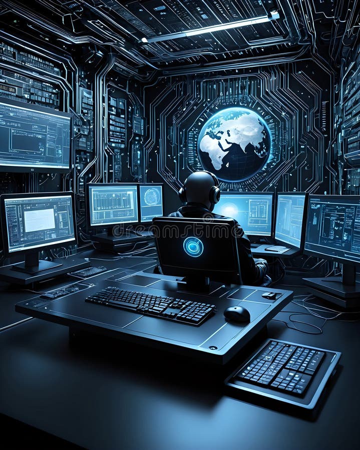 Global Internet Living and Working in Cyberspace Stock Illustration ...