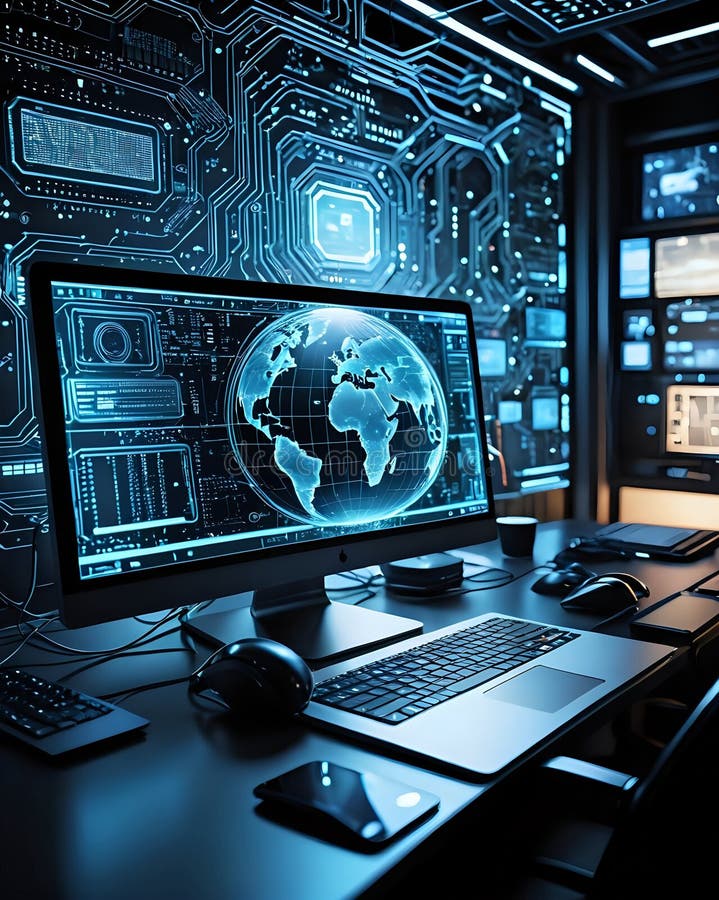 Global Internet Living and Working in Cyberspace Stock Illustration ...