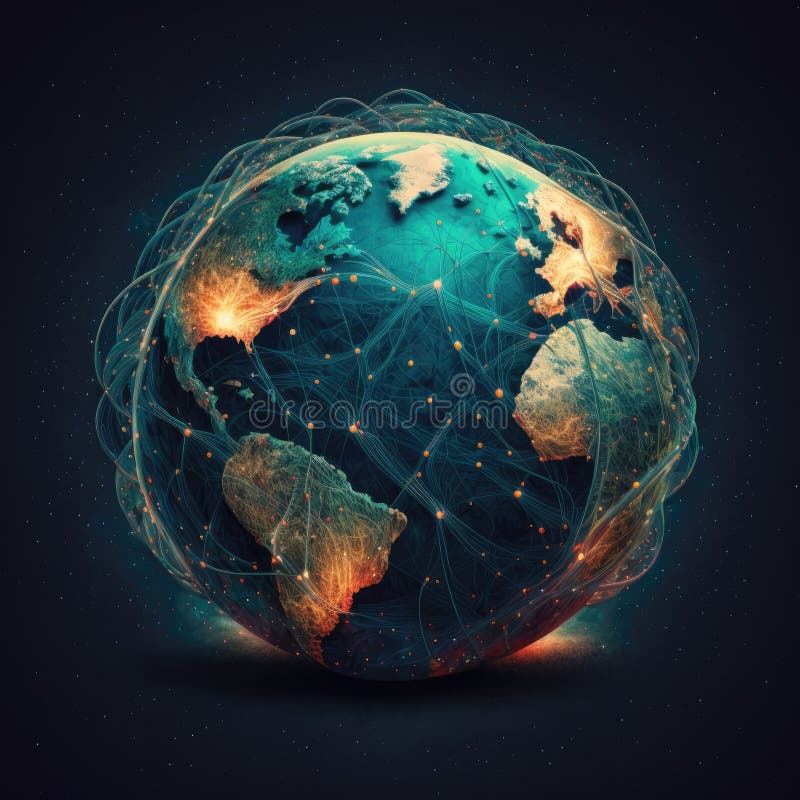 The Global Internet Connectivity and Data Streams - Generative AI Stock Illustration ...