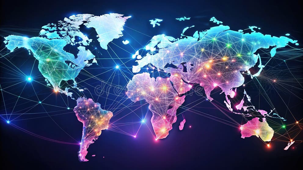 Global Internet Network Map Visualizing the Worlds Telecom Communication Infrastructure Stock ...