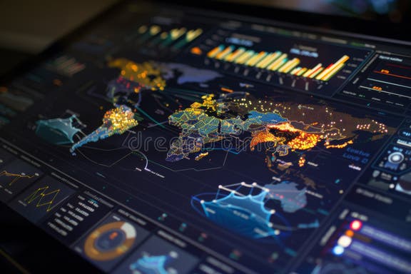 Global Internet Usage Interactive Map Stock Illustration - Illustration ...