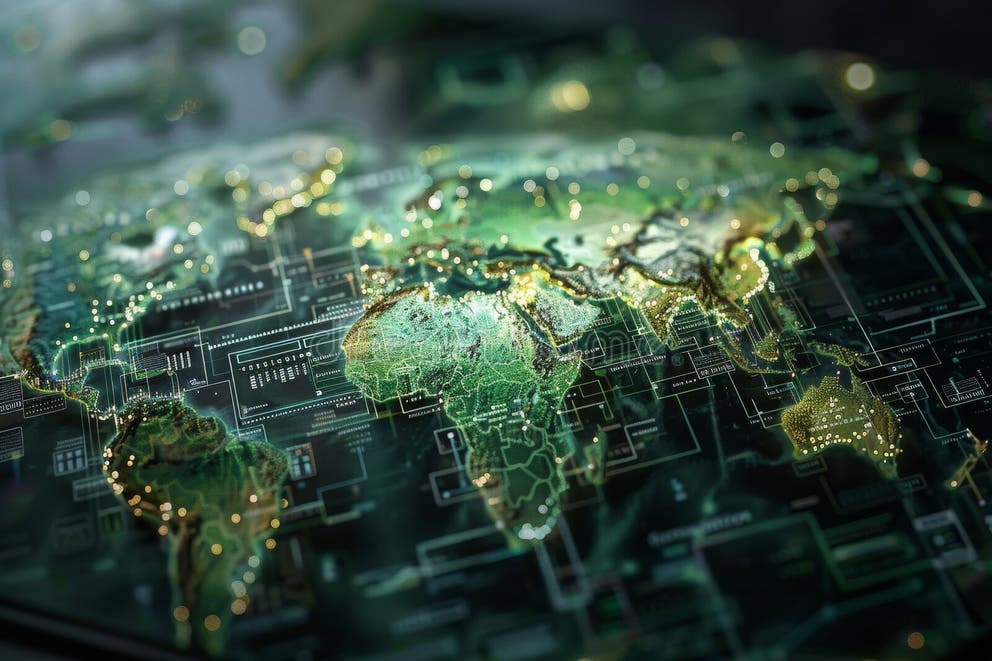 Global Internet Usage Interactive Map Stock Illustration - Illustration ...