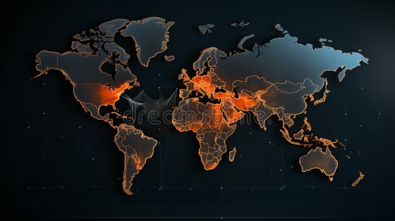 Global Investment Creative Chart with Map on Dark Backdrop Stock ...