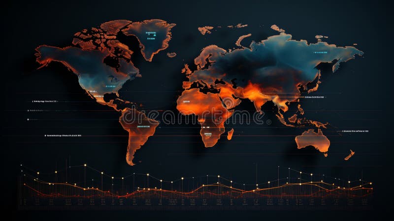 Global Investment Creative Chart with Map on Dark Backdrop Stock ...