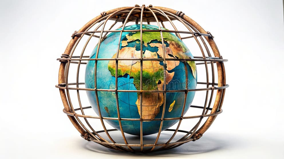Global Isolation a DoubleExposure Image of a Globe Imprisoned within a ...