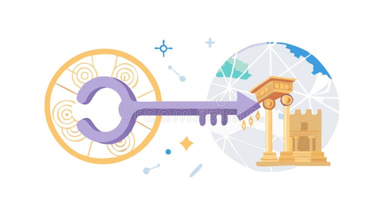 Global Knowledge Key Icon, Unlocking Historical Wisdom, Vector Design ...