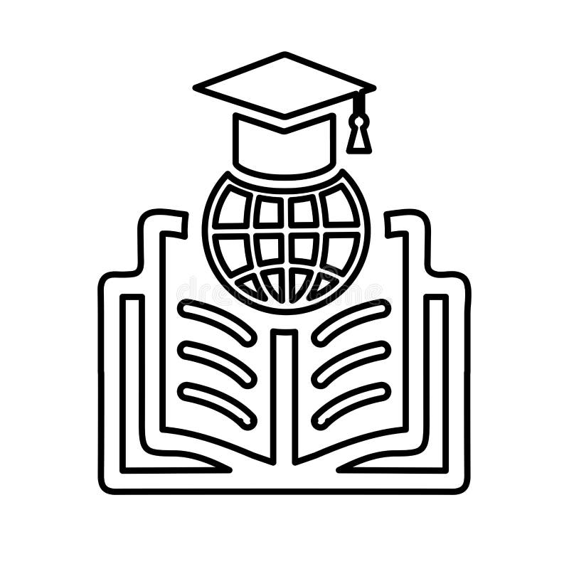 Global, Knowledge, Learning, Education Outline Icon. Line Art Sketch ...