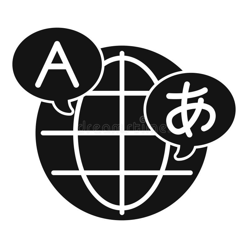 Global Language Learning Icon Showing International Communication and ...