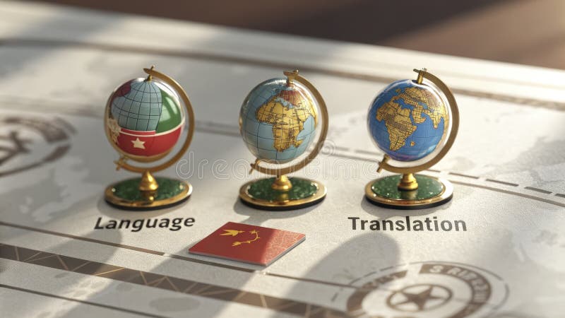 Global Language and Translation Concept with World Globes Stock ...