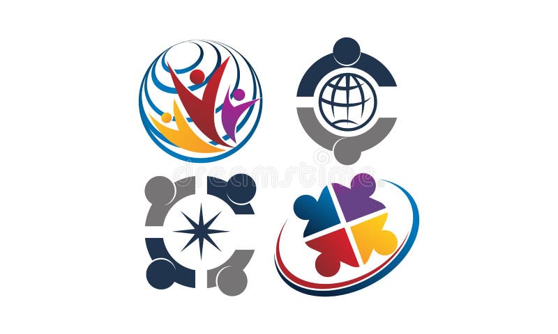 Global Leadership Teamwork Solutions Set Stock Vector - Illustration of ...