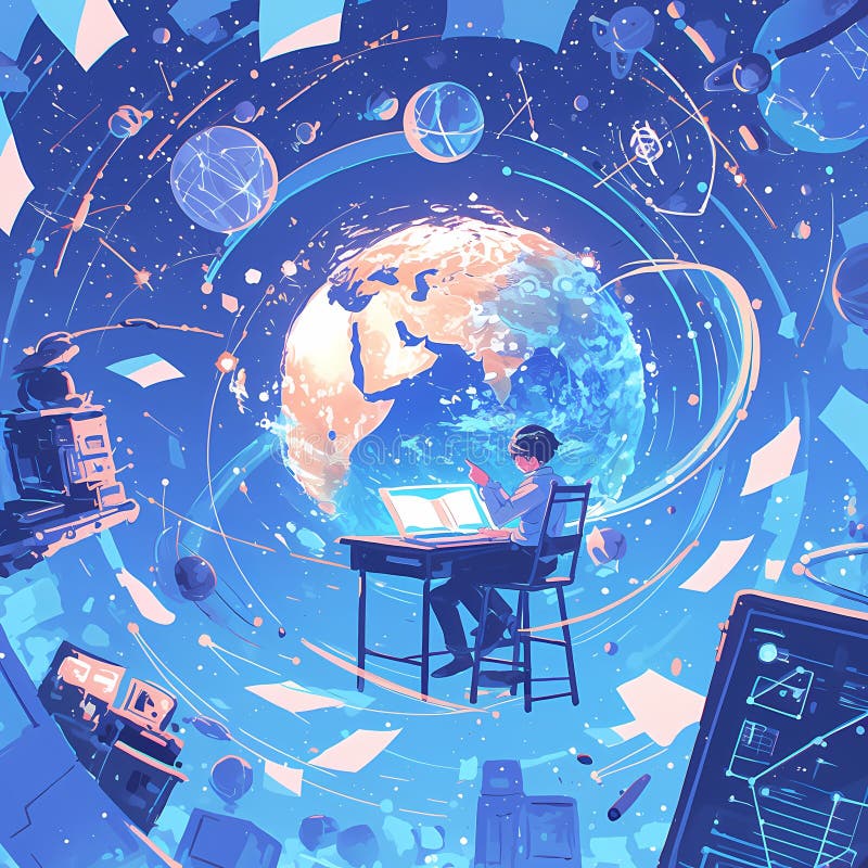 Global Learning: Accessing a World of Knowledge Stock Illustration ...