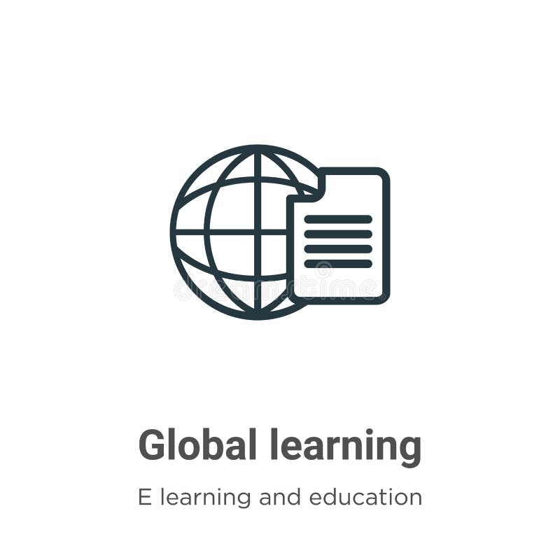 Global Learning Outline Vector Icon. Thin Line Black Global Learning ...