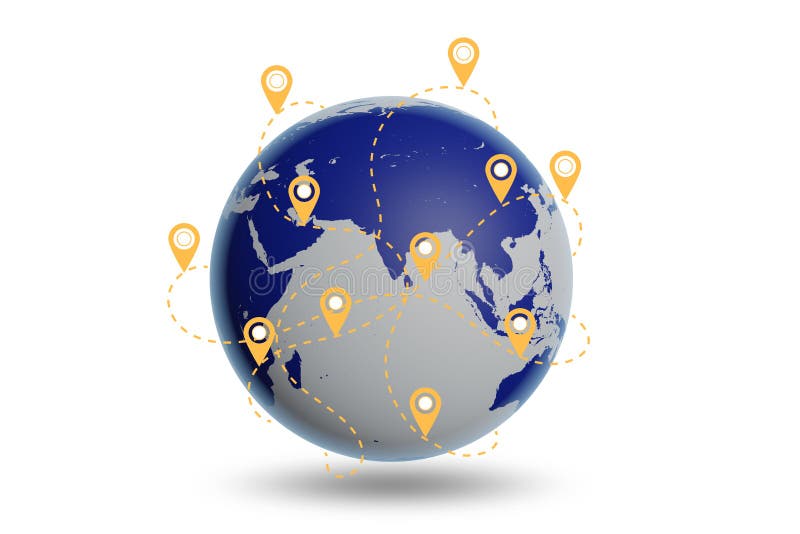 Global Location Concept with Globe - 3d Rendering Stock Illustration ...