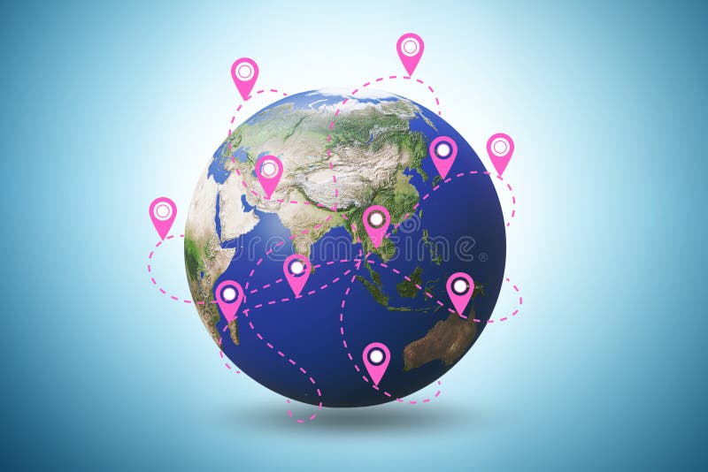 Global Location Concept with Globe - 3d Rendering Stock Illustration ...