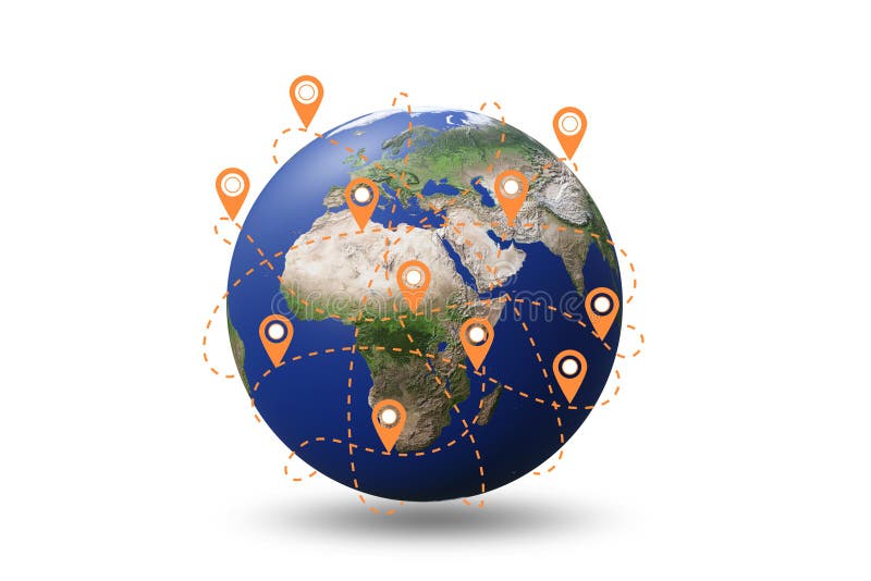 Global Location Concept with Globe - 3d Rendering Stock Illustration ...