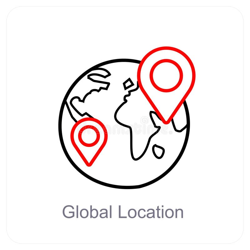 Global Location and Location Icon Concept Stock Vector - Illustration ...