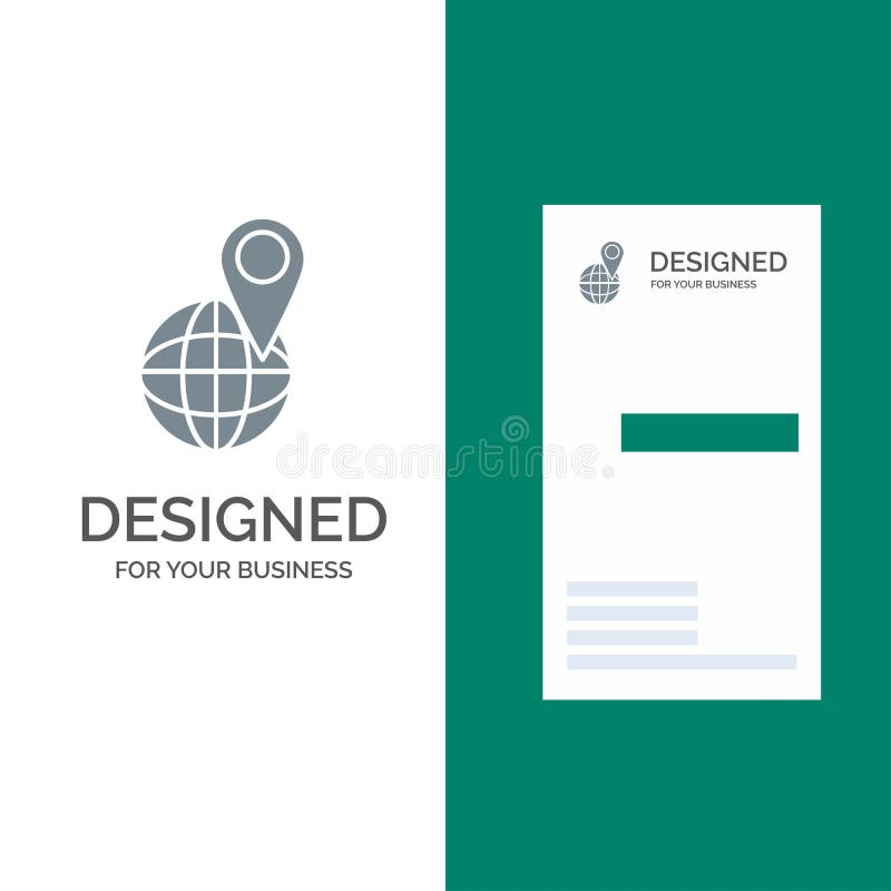 Global, Location, Map, World Grey Logo Design and Business Card ...