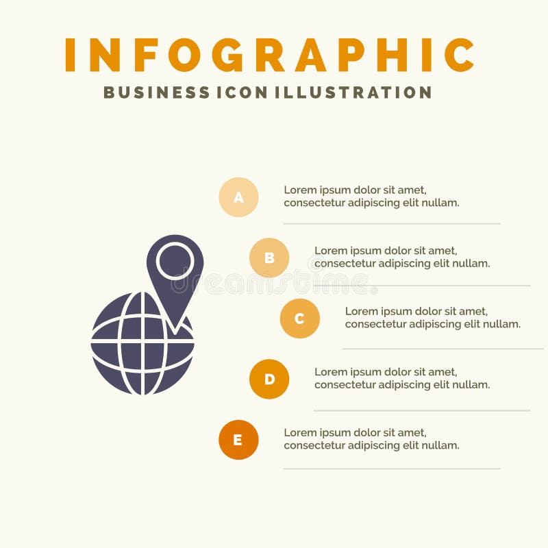 Global, Location, Map, World Solid Icon Infographics 5 Steps ...