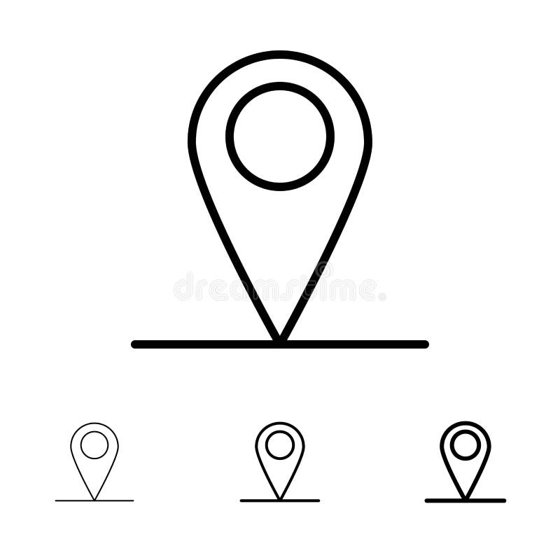 Global, Location, Pin, World Bold and Thin Black Line Icon Set Stock ...