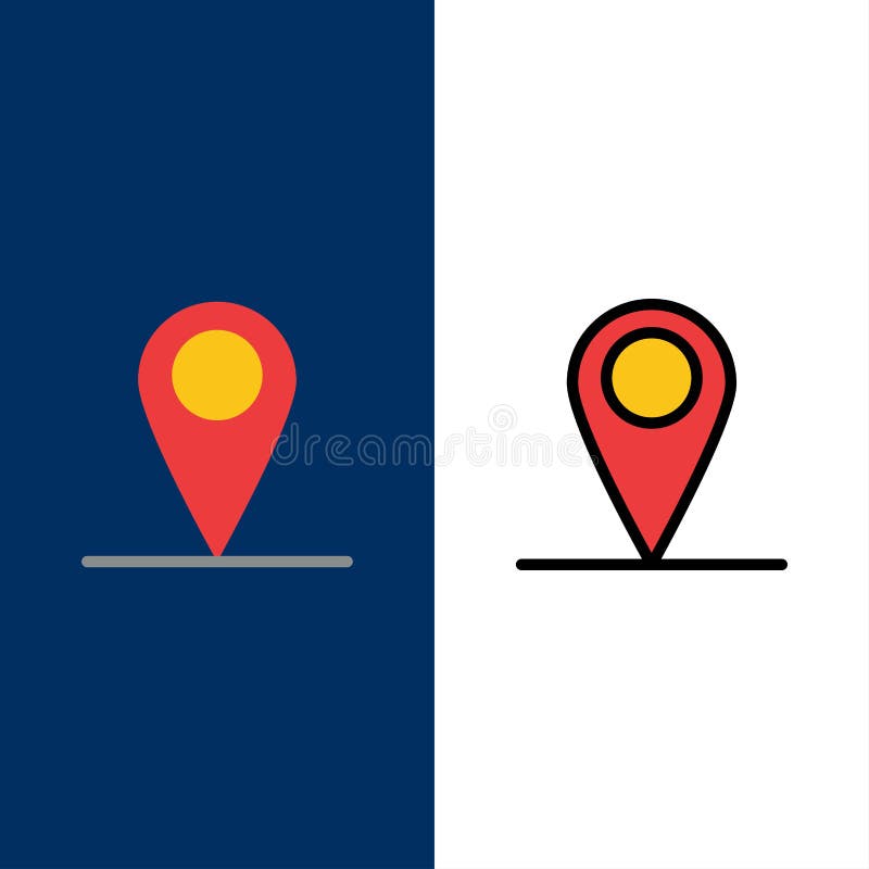 Global, Location, Pin, World Icons. Flat and Line Filled Icon Set ...