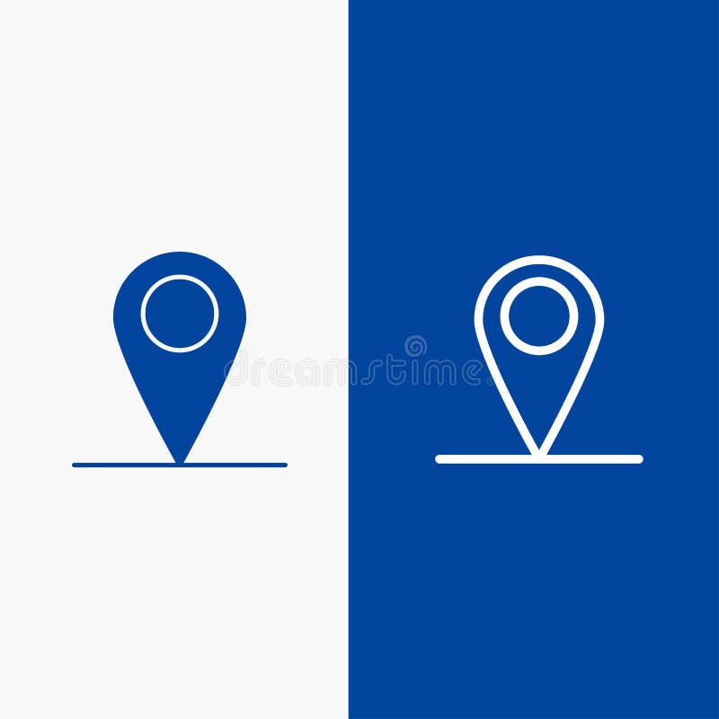 Global, Location, Pin, World Line and Glyph Solid Icon Blue Banner Line ...