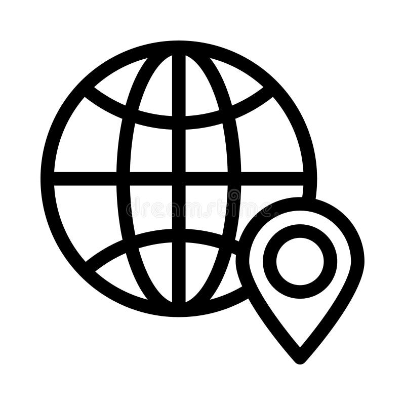Global Location Vector Thin Line Icon Stock Illustration - Illustration ...