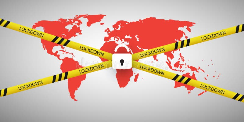 Global Lockdown, Sealed World - Vector Design Concept with World Map ...