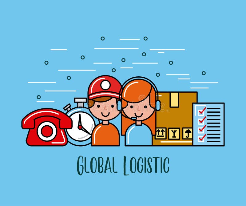 Global Logistic Person Cartoon Stock Vector - Illustration of cargo ...