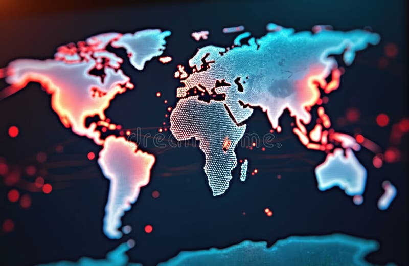 Global Logistics, Artificial Intelligence Technologies. World Map Shows ...