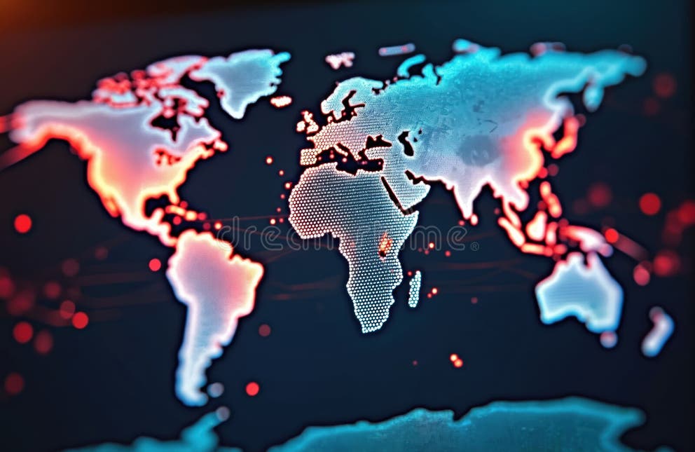 Global Logistics, Artificial Intelligence Technologies. World Map Shows ...