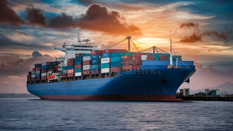 Global Logistics: Cinematic Container Cargo Scene. Stock Illustration ...