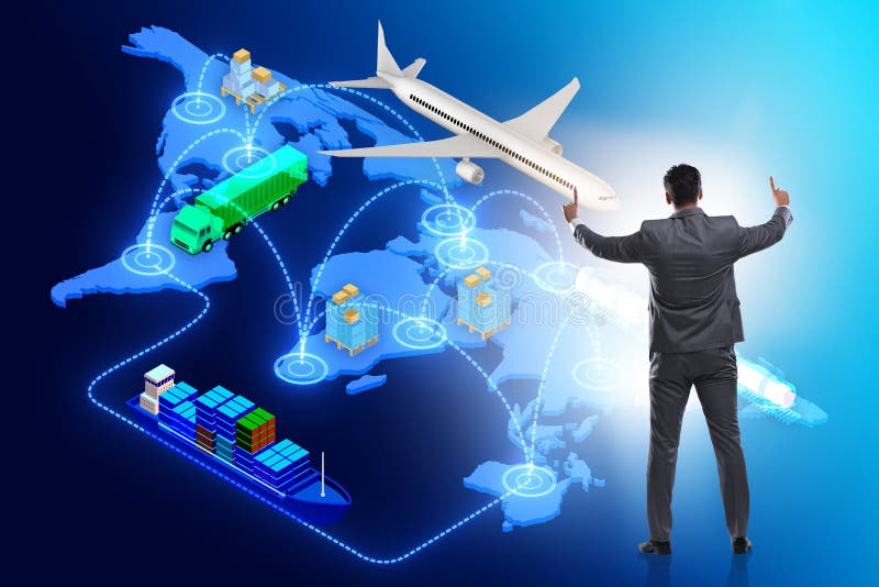Global Logistics Concept with Businessman Stock Photo - Image of ...