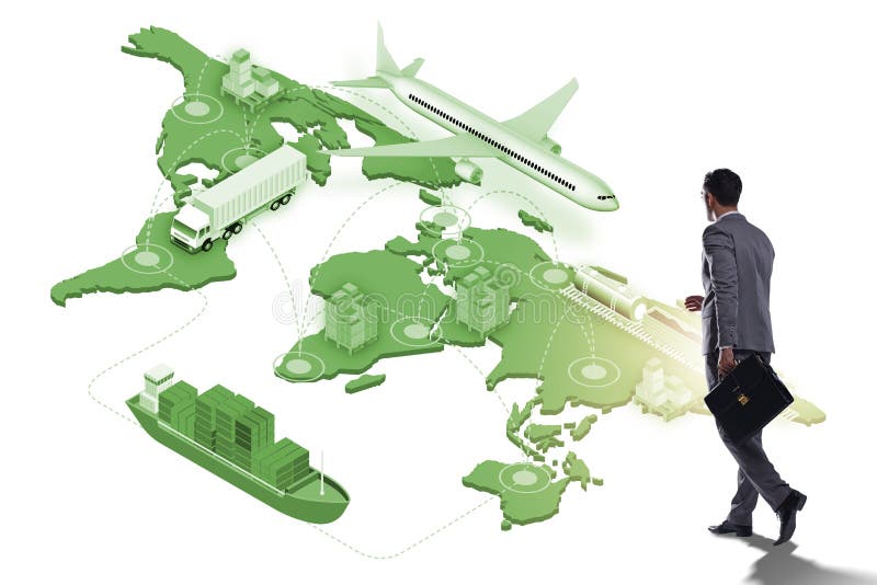 Global Logistics Concept with Businessman Stock Photo - Image of ...