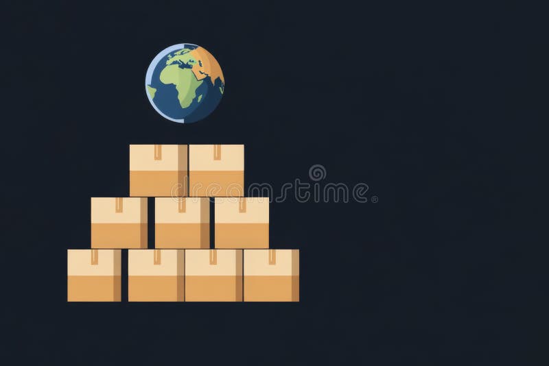 Global Logistics Concept Featuring Stacked Boxes and an Earth Globe for ...