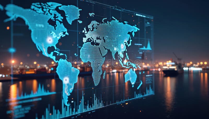 Global Logistics Dashboard Displays Digital World Map, Data Analytics ...