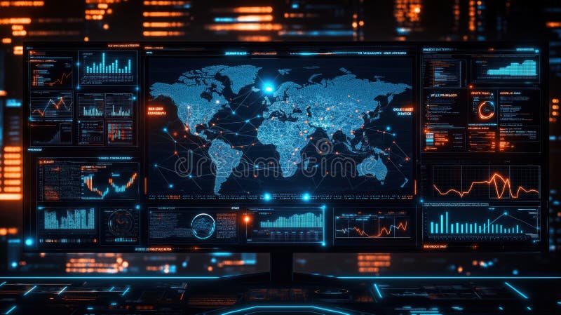 Global Logistics Dashboard Displays Interactive Map with Data Points ...