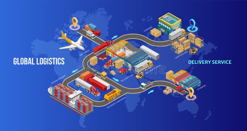 Global Logistics Chart Over World Map Stock Vector - Illustration of ...