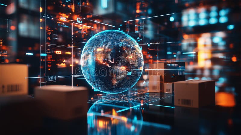 Global Logistics in the Digital Age Stock Illustration - Illustration of globe, ecommerce: 369851489
