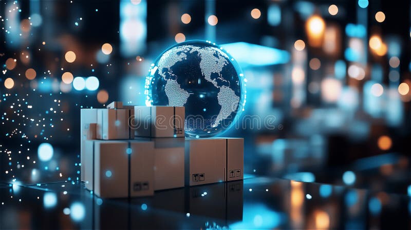 Global Logistics in the Digital Age Stock Illustration - Illustration ...