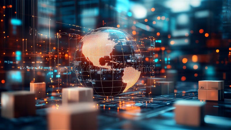 Global Logistics in the Digital Age Stock Illustration - Illustration ...