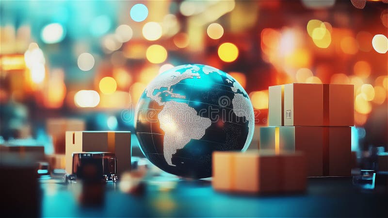 Global Logistics in the Digital Age Stock Illustration - Illustration of shipping, techdriven ...