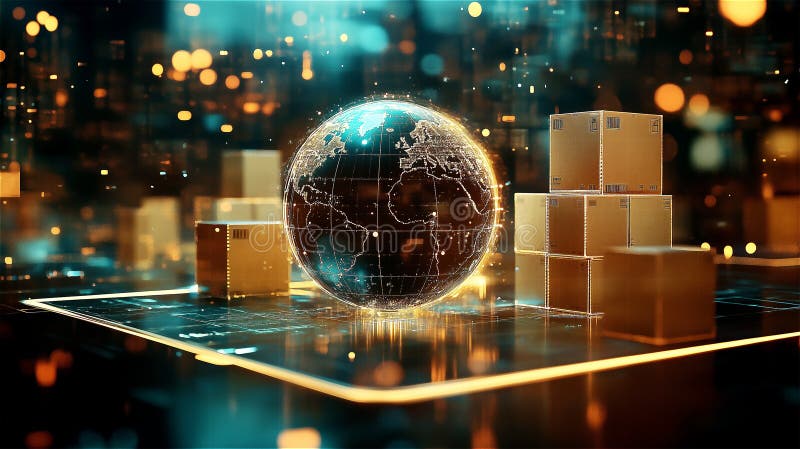 Global Logistics in the Digital Age Stock Illustration - Illustration ...