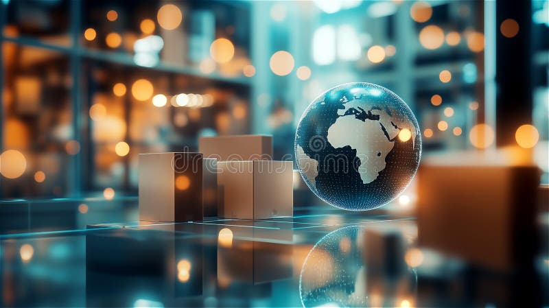 Global Logistics in the Digital Age Stock Illustration - Illustration ...