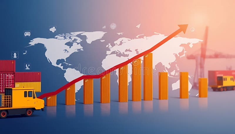Global Logistics Growth Data Visualization Truck Container Stock ...